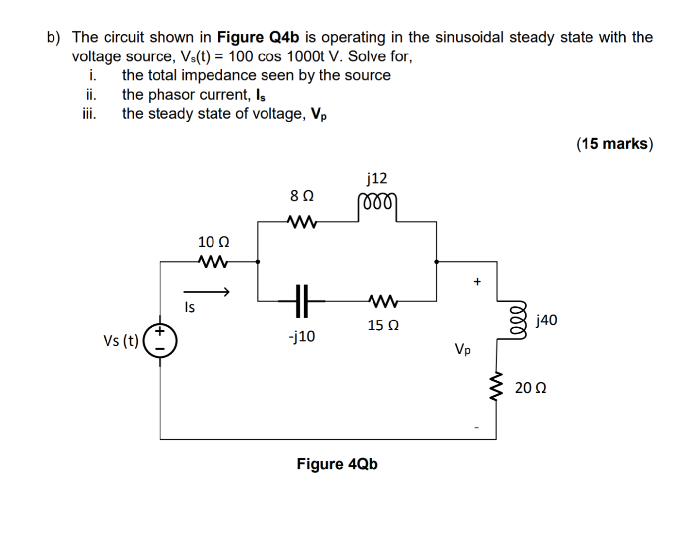 Solved b) The circuit shown in Figure Q4b is operating in | Chegg.com