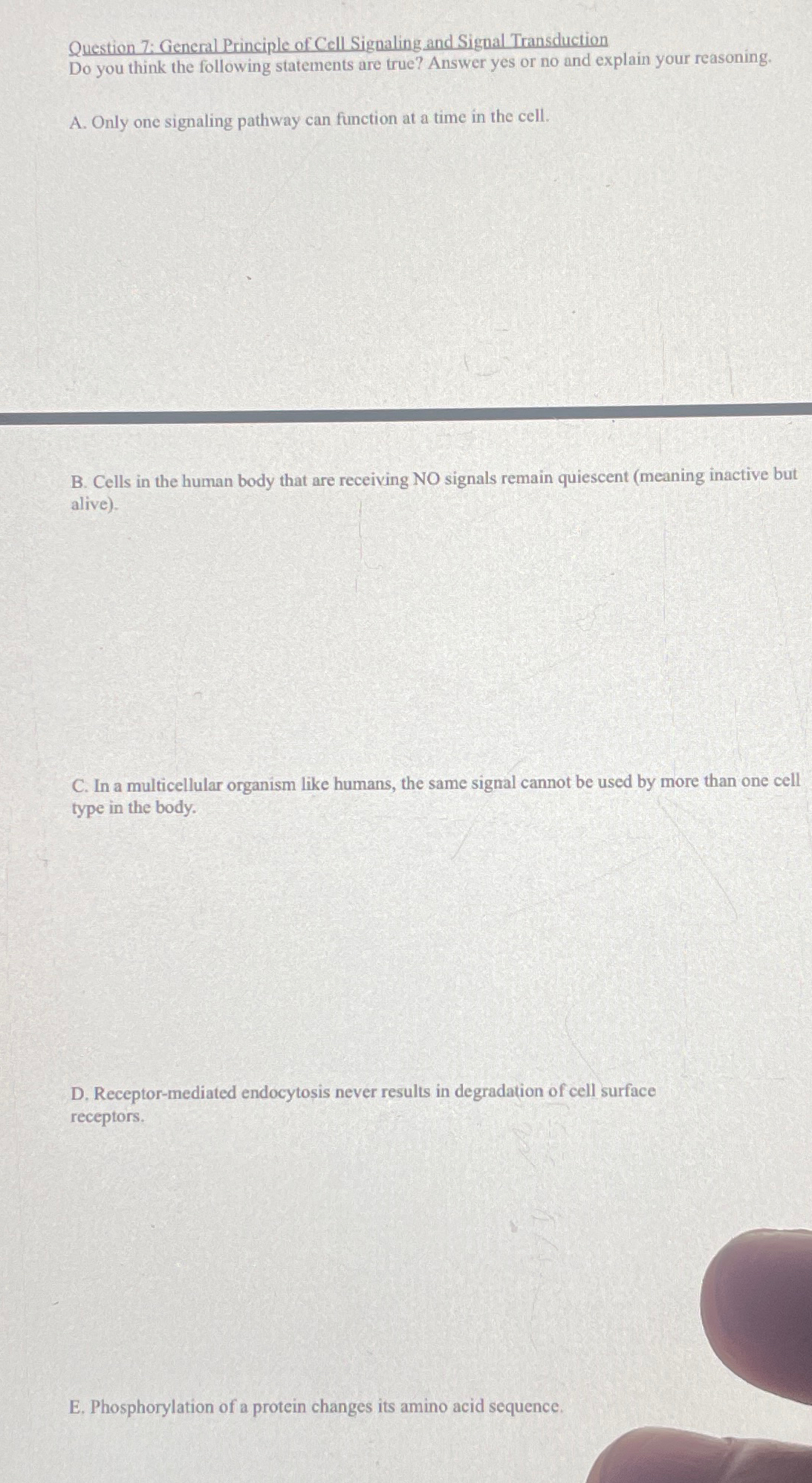 Solved Question 7: General Principle of Cell Signaling and | Chegg.com