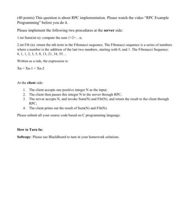 Solved (40 points) This question is about RPC | Chegg.com