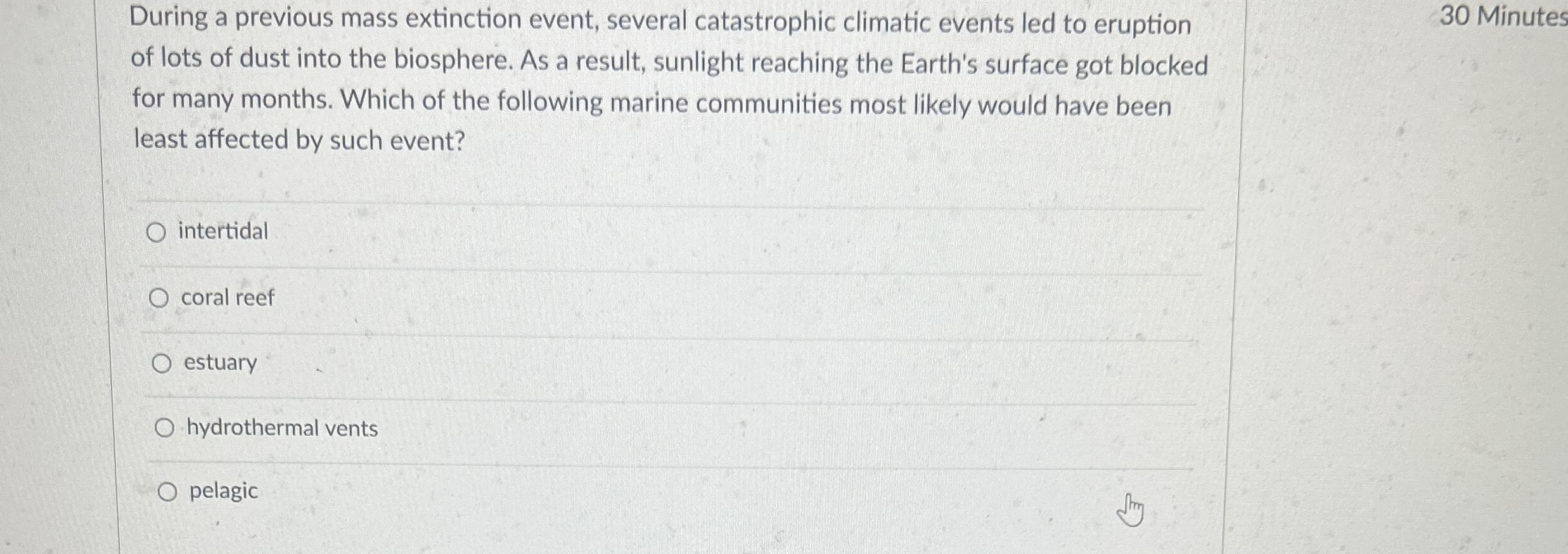 Solved During a previous mass extinction event, several | Chegg.com