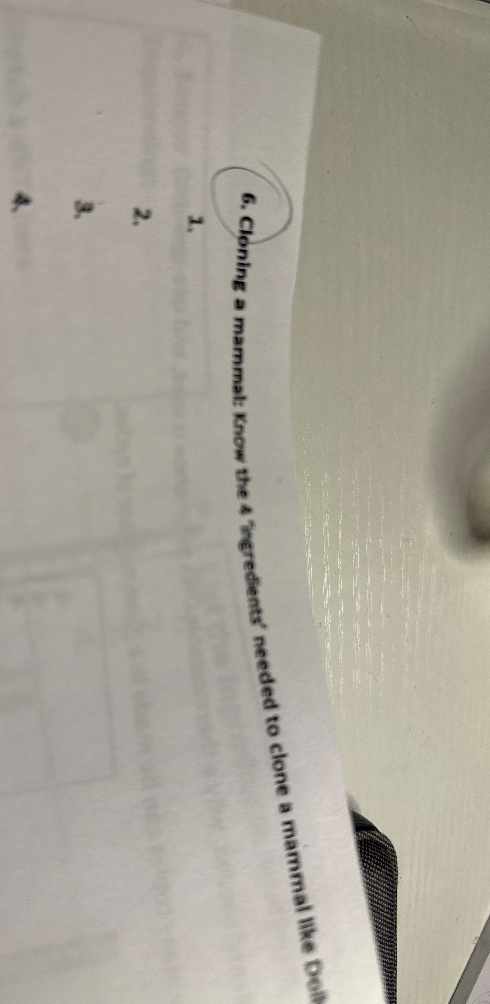 Solved Cloning Cloning a mammal: Know the 4 ﻿'ingredients' | Chegg.com