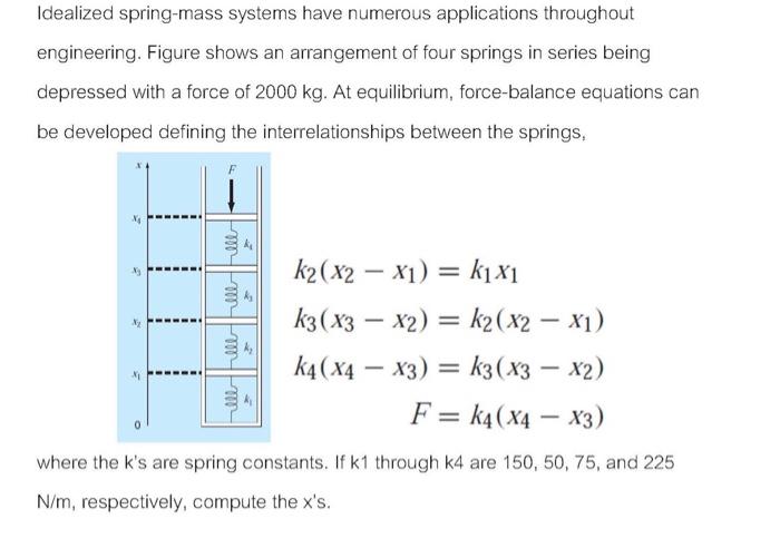 Solved Idealized spring-mass systems have numerous | Chegg.com