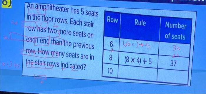 Solved Row Rule An amphitheater has 5 seats in the floor | Chegg.com