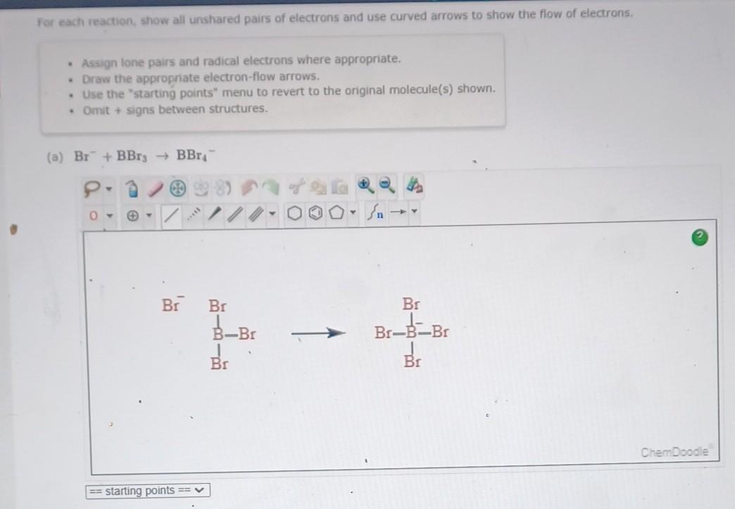 Solved for each reaction, show all unshared pairs of | Chegg.com