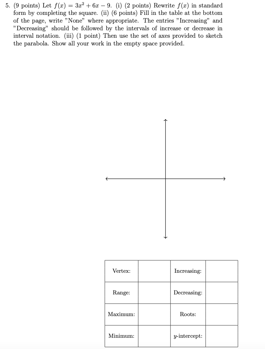 Solved 5. (9 ﻿points) ﻿Let \( ﻿f(x)=3 ﻿x^{2}+6 | Chegg.com