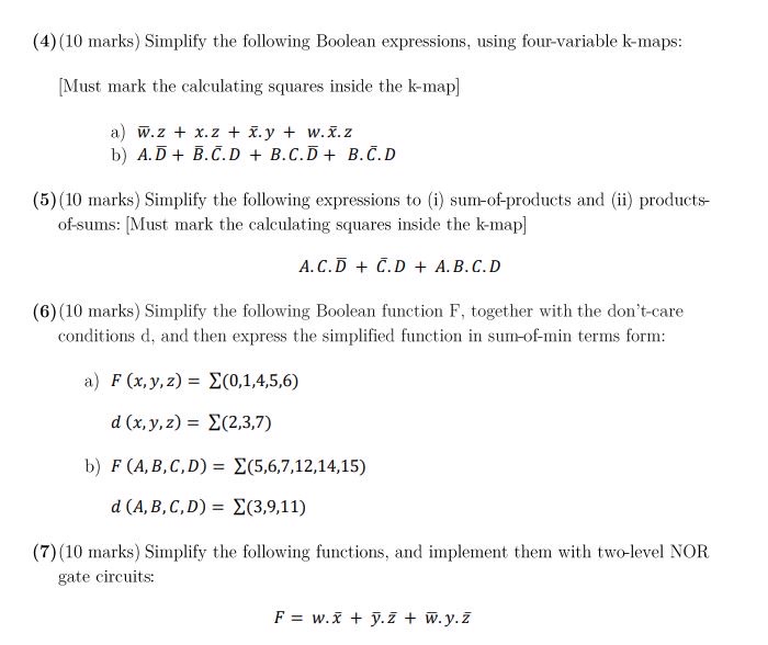 Solved (4) (10 ﻿marks) ﻿Simplify the following Boolean | Chegg.com