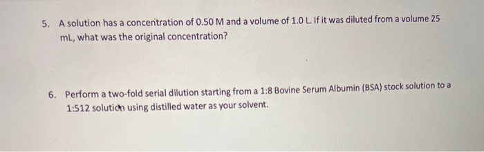 Solved 7. Perform a five-fold serial dilution starting from | Chegg.com