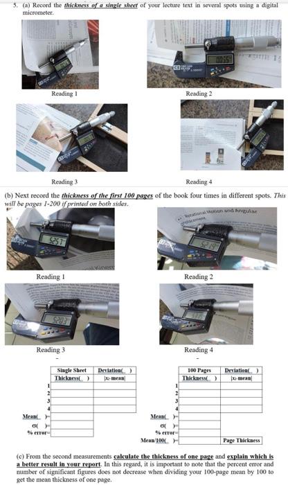 Solved 5. Record the thickness of a single sheet of your | Chegg.com