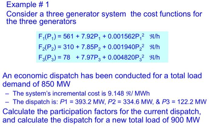 Solved Example # 1 Consider a three generator system the | Chegg.com