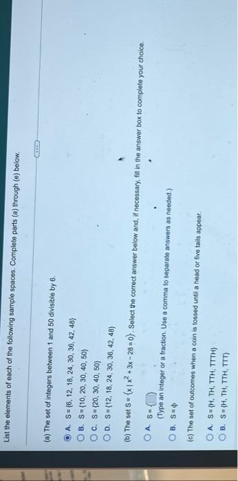 Solved List the elements of each of the following sample | Chegg.com