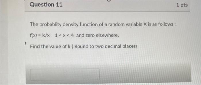 Solved The Probablity Density Function Of A Random Variable