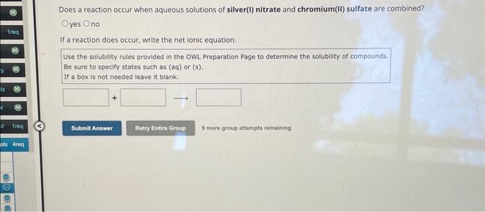 Solved Use the solubility rules provided in the OWL | Chegg.com