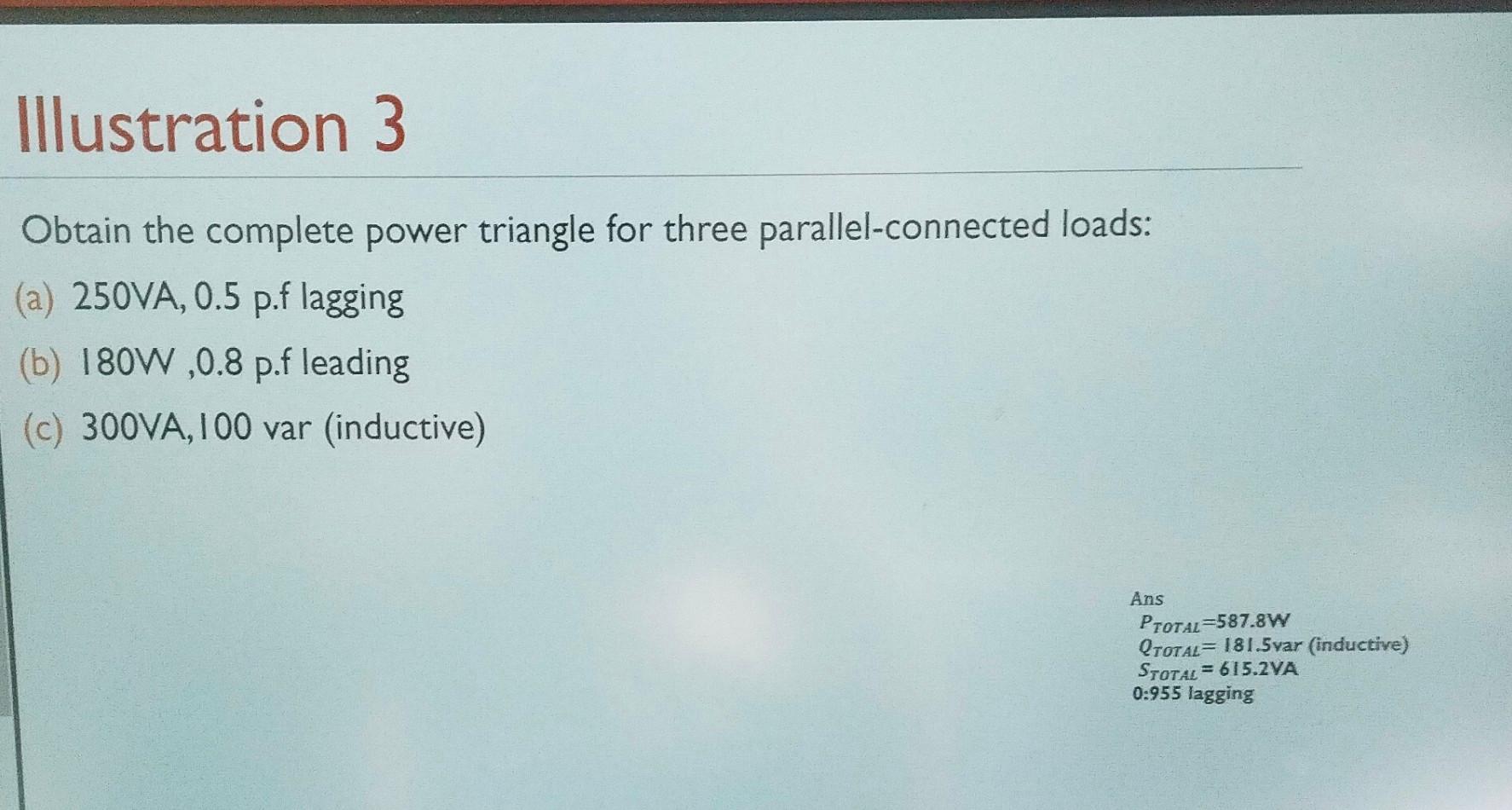 Solved Obtain the complete power triangle for three | Chegg.com