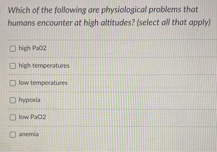 Solved Which of the following are physiological problems | Chegg.com