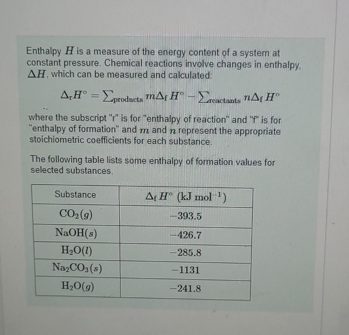 Solved Enthalpy H is a measure of the energy content of a | Chegg.com