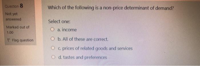 Solved Question 8 Which of the following is a non-price | Chegg.com