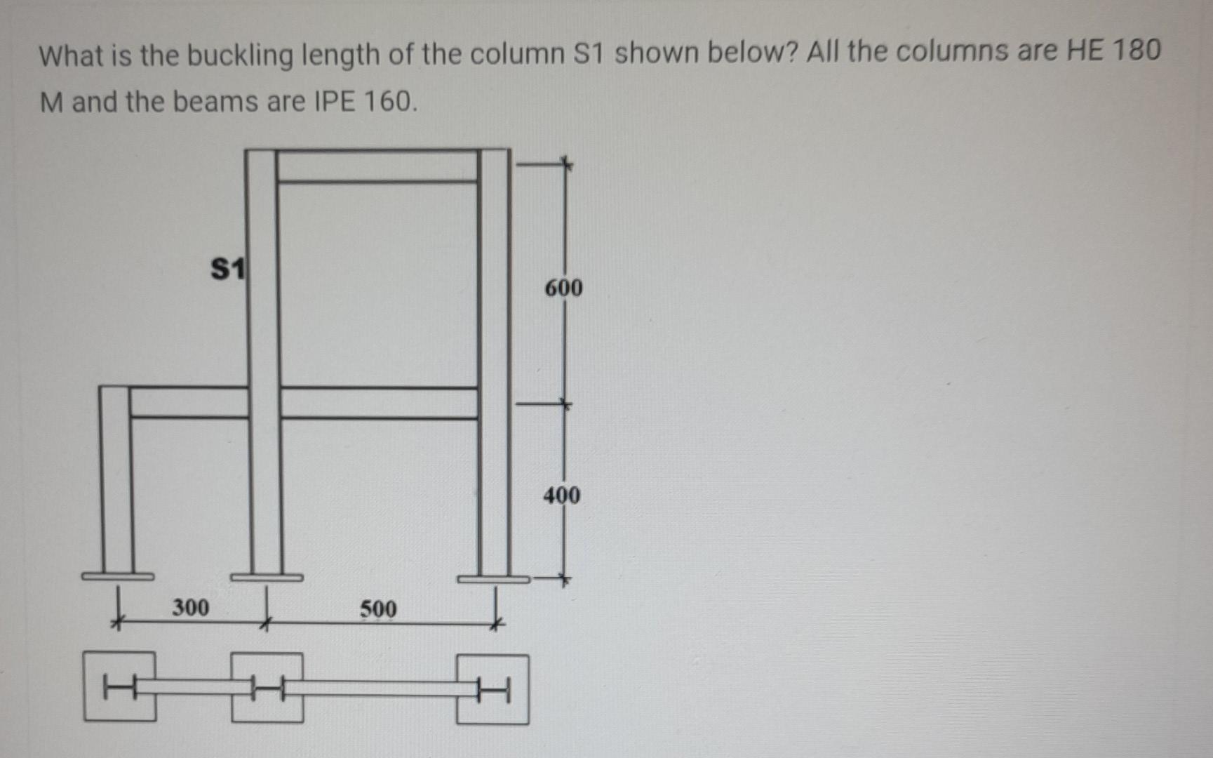 Solved What is the buckling length of the column S1 shown | Chegg.com