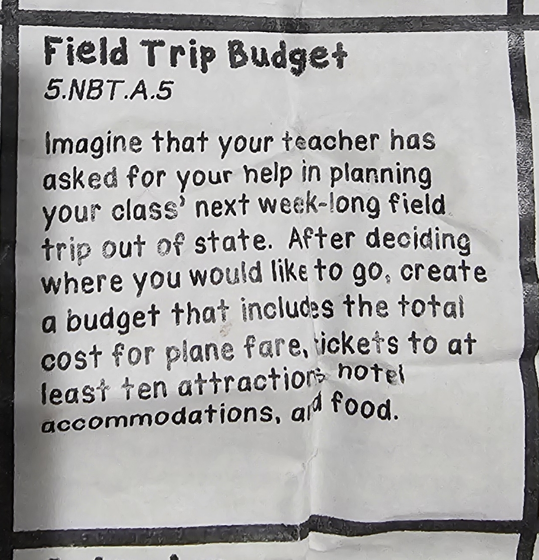 Solved Field Trip Budget5.NBT.A. 5Imagine that your teacher | Chegg.com