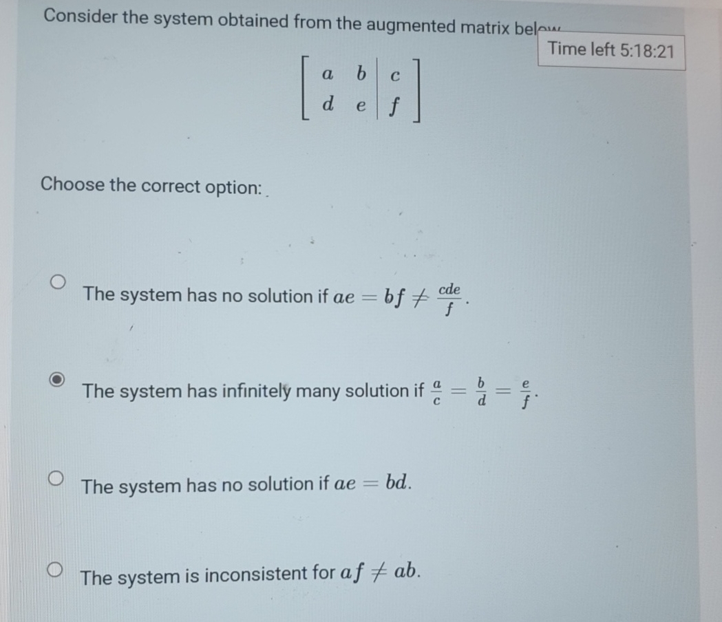 Solved Consider the system obtained from the augmented | Chegg.com