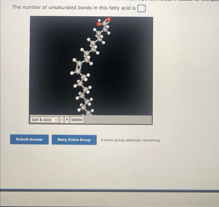 Solved The number of unsaturated bonds in this fatty acid is | Chegg.com