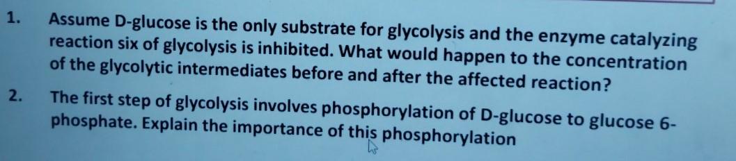 Solved 1. Assume D-glucose is the only substrate for | Chegg.com