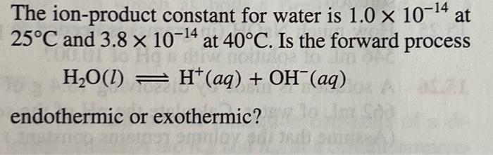 Solved The ion-product constant for water is 1.0×10−14 at | Chegg.com