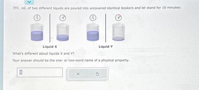 Solved 391. mL of two different liquids are poured into | Chegg.com