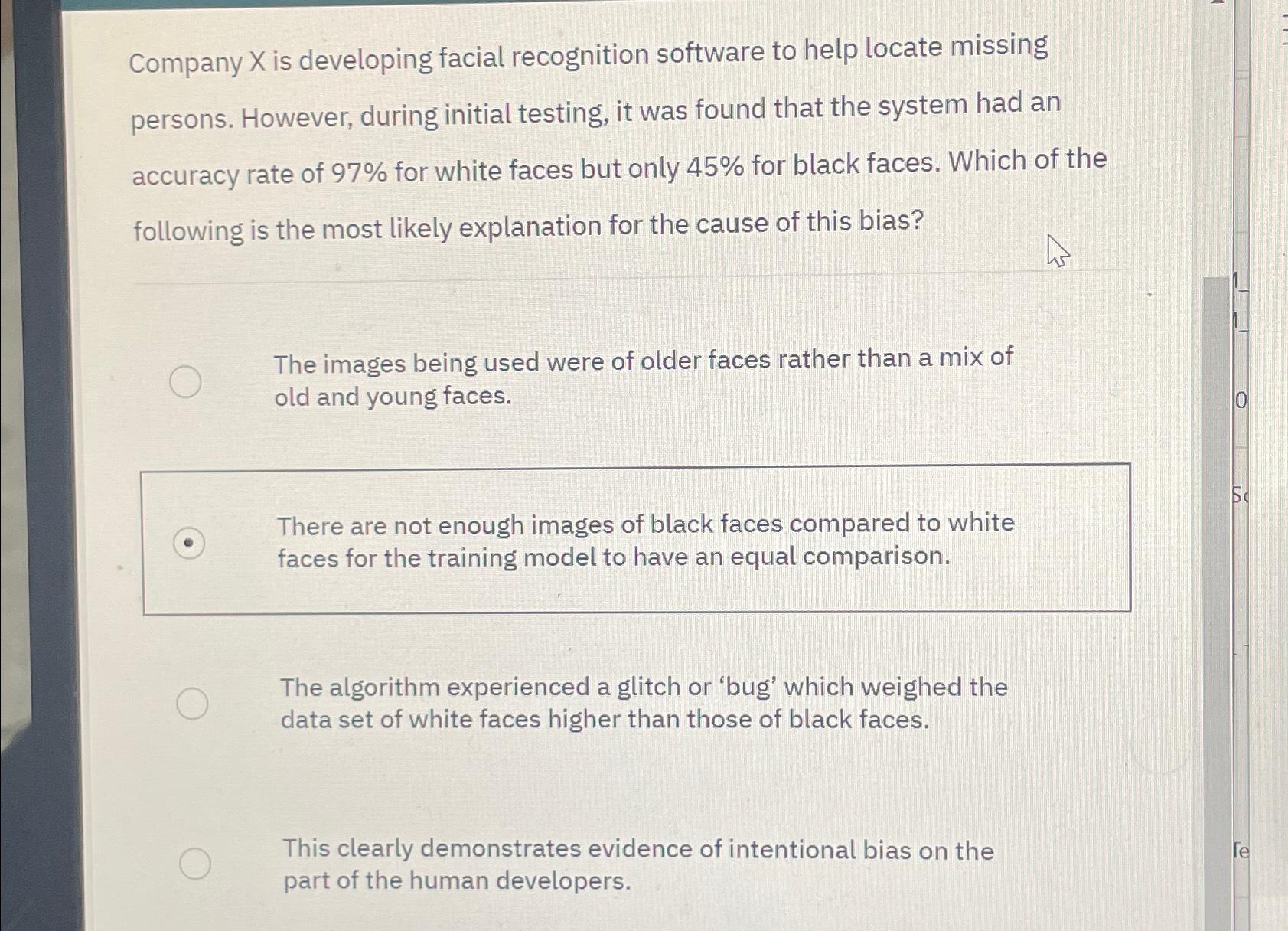 Solved Company x ﻿is developing facial recognition software | Chegg.com