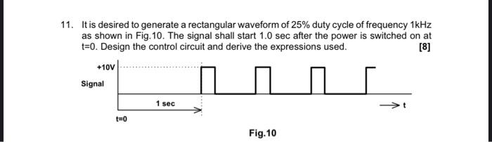 Solved 11. It is desired to generate a rectangular waveform | Chegg.com