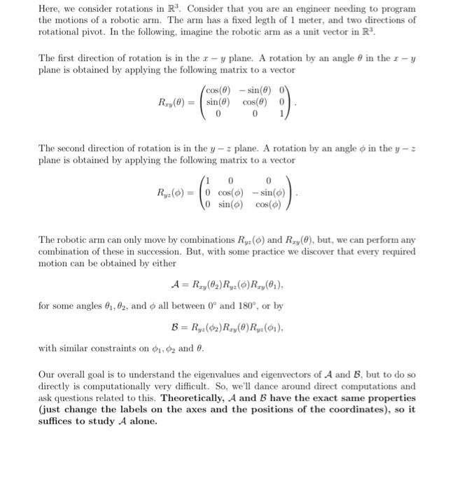 Solved Here, we consider rotations in R3. Consider that you | Chegg.com
