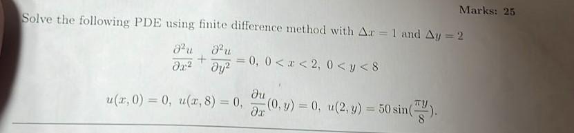 Solved Solve the following PDE using finite difference | Chegg.com