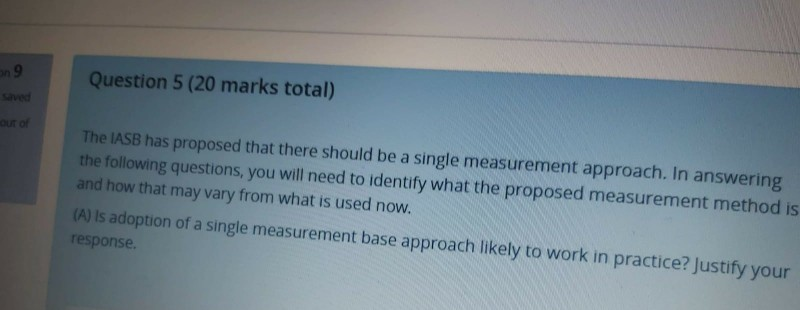 Solved on 9 saved Question 5 (20 marks total) out of The | Chegg.com