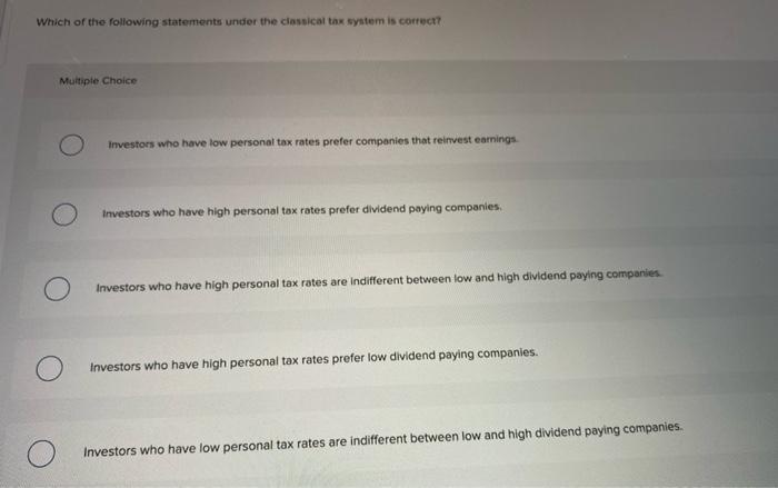 Solved Which of the following statements under the classical | Chegg.com