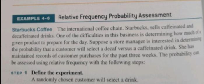 Solved EXAMPLE 4-6 Relative Frequency Probability Assessment | Chegg.com