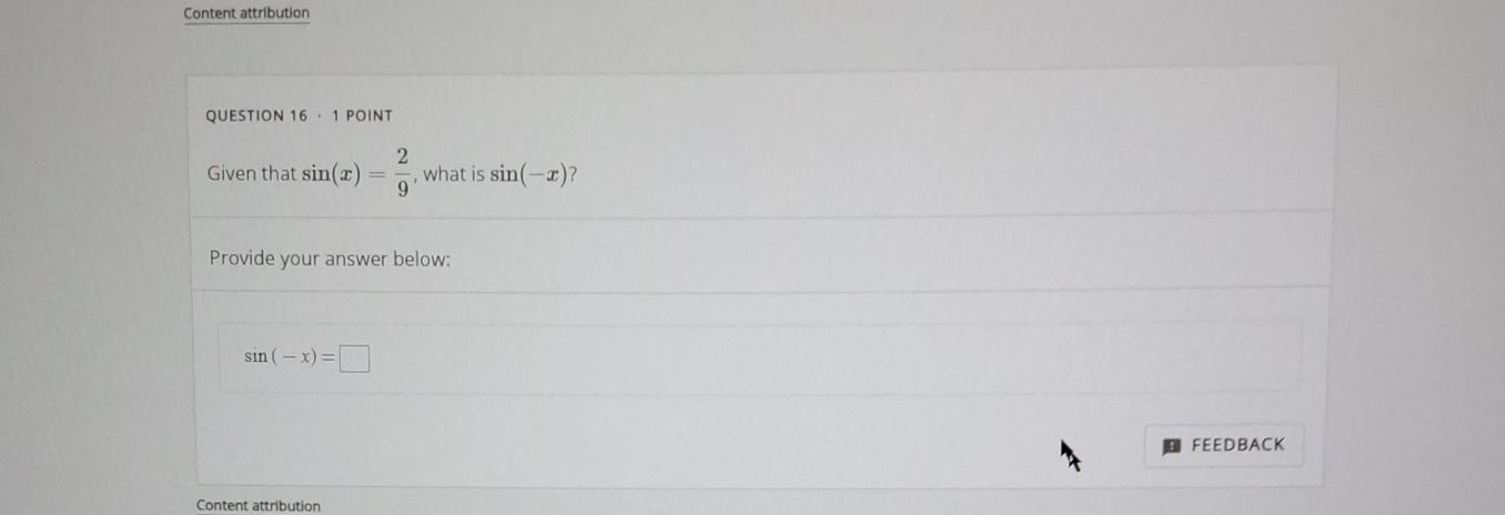 Solved Content attributionQUESTION 16 - 1 ﻿POINTGiven that | Chegg.com