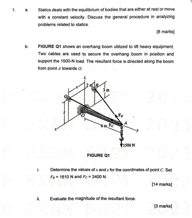 Solved a. ﻿Statics deals with the equilibrium of bodies that | Chegg.com