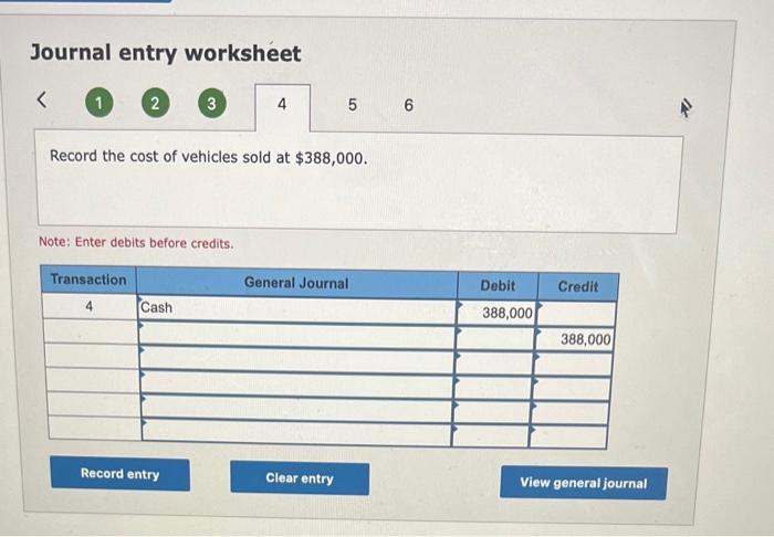 Solved Journal entry worksheet (2) (3) (4) 56 Record the | Chegg.com