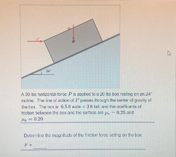 Solved A 30 lbs horizontal torco P is applicd to a 20 ibs | Chegg.com