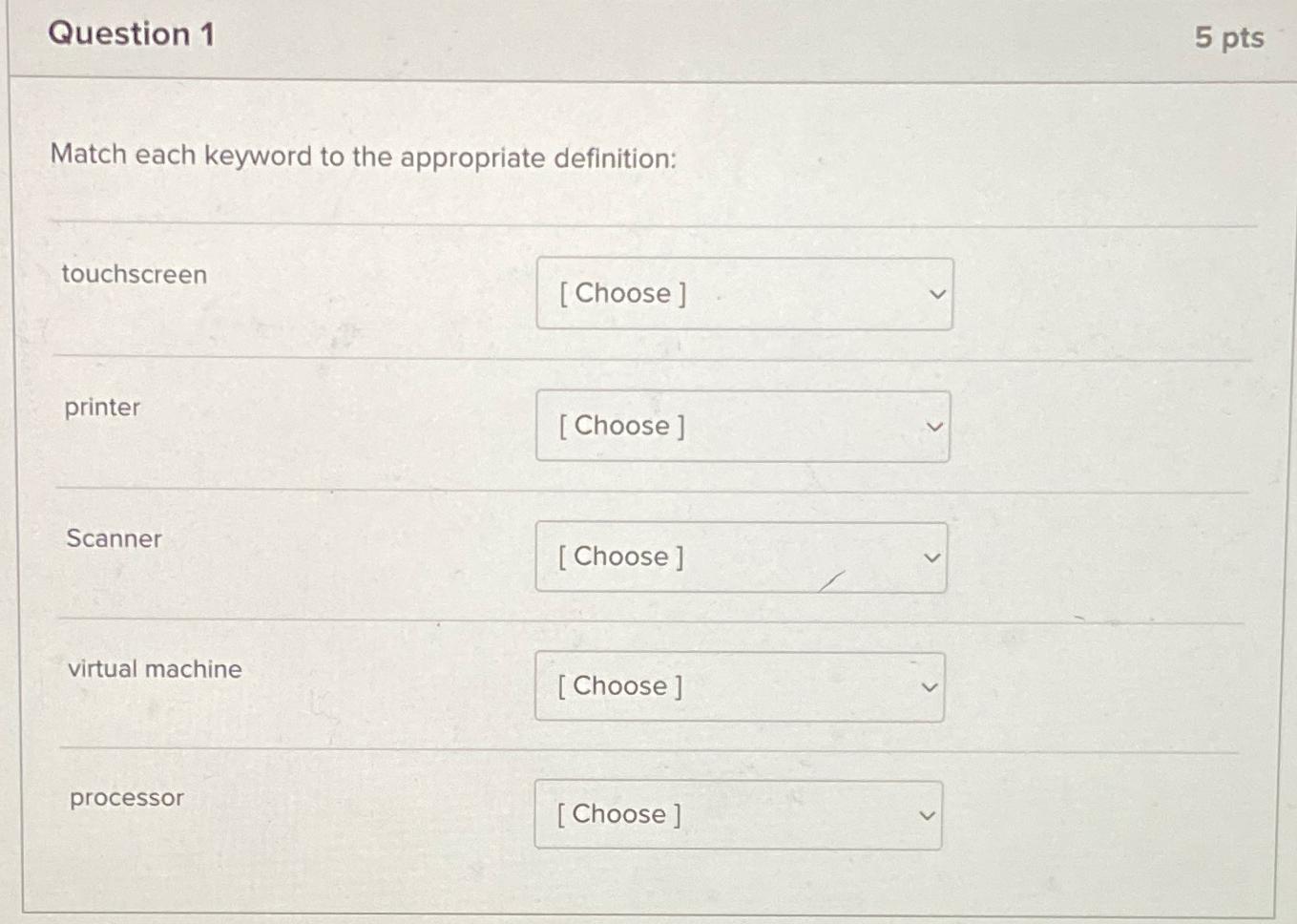 Solved Question 15 ﻿ptsMatch each keyword to the appropriate | Chegg.com