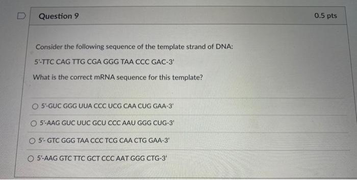 Solved D Question 9 0.5 pts Consider the following sequence | Chegg.com