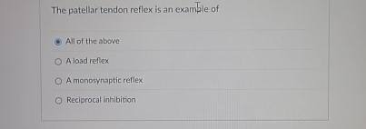 The patellar tendon reflex is an examble ofAll of the | Chegg.com