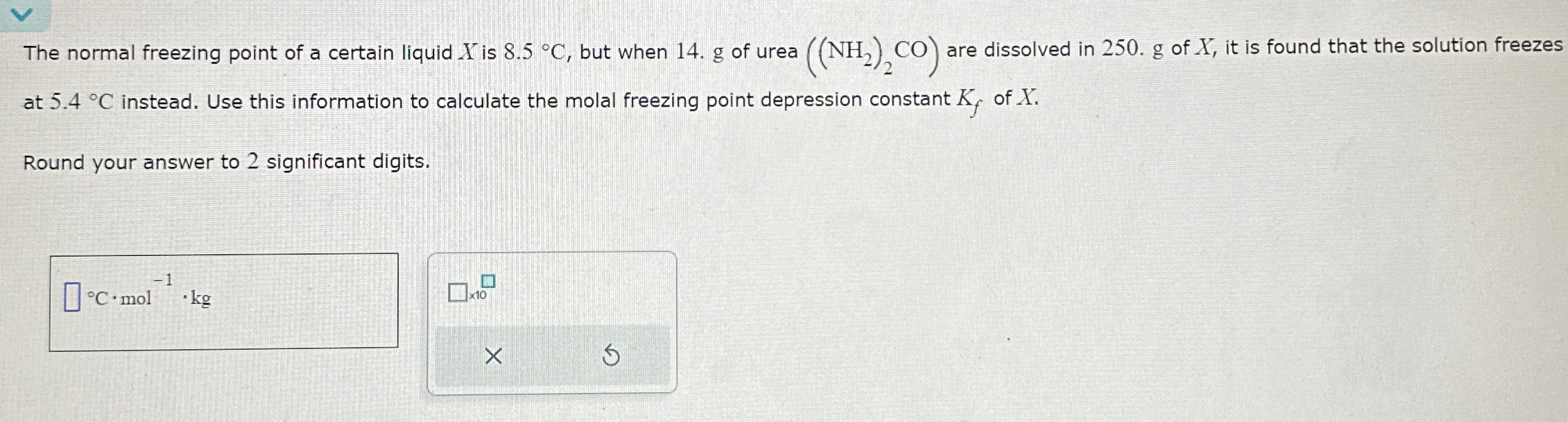 Solved The normal freezing point of a certain liquid x ﻿is | Chegg.com