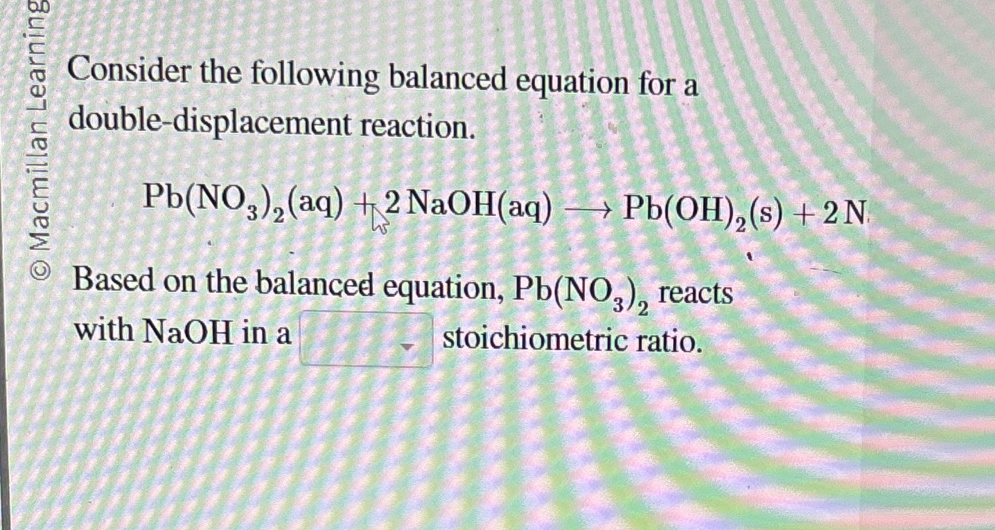 Solved Consider the following balanced equation for a | Chegg.com