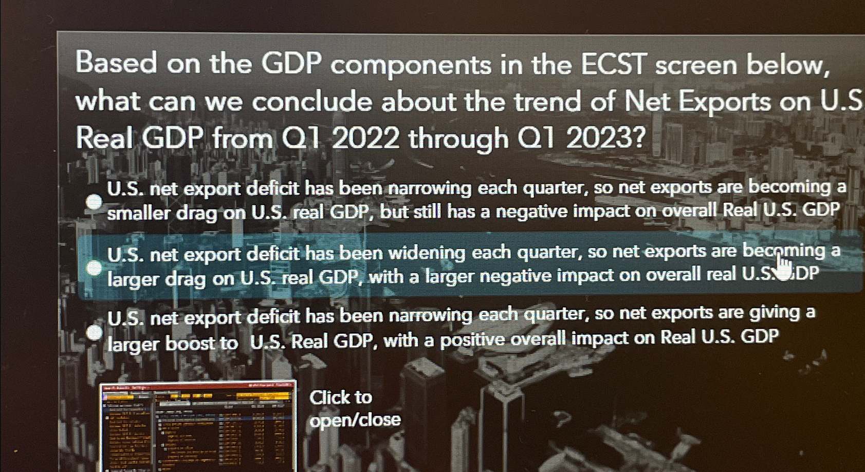 Solved Based on the GDP components in the ECST screen below, | Chegg.com