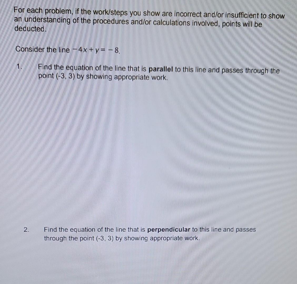 Solved For each problem, if the work/steps you show are | Chegg.com