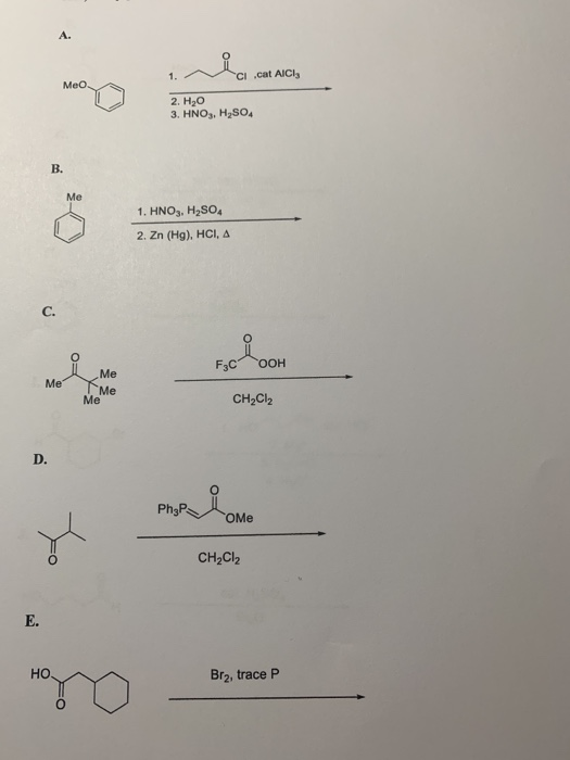 Solved cl .cat AICI Meo 2. H2O 3. HNO3, H2SO4 1. HNO3, H2SO4 | Chegg.com