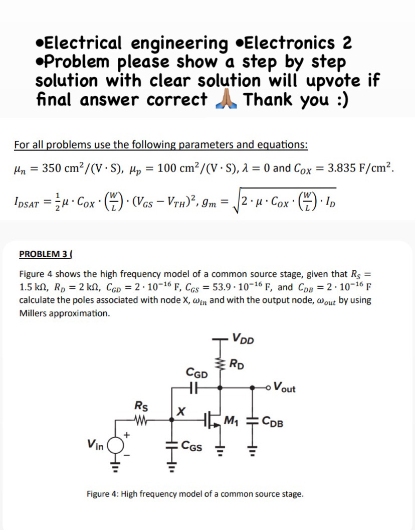 Solved Electrical engineering - ﻿Electronics 2 - ﻿Problem | Chegg.com