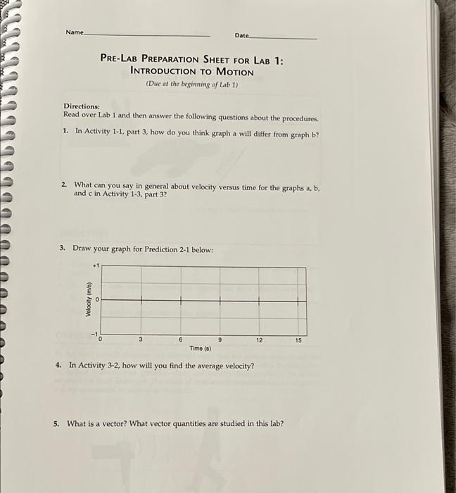 Name Date PRE-LAB PREPARATION SHEET FOR LAB 1: | Chegg.com Name Date PRE-LAB PREPARATION SHEET FOR LAB 1: | Chegg.com