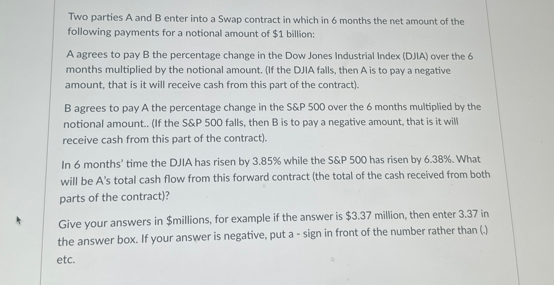 Two parties A and B enter into a Swap contract in | Chegg.com