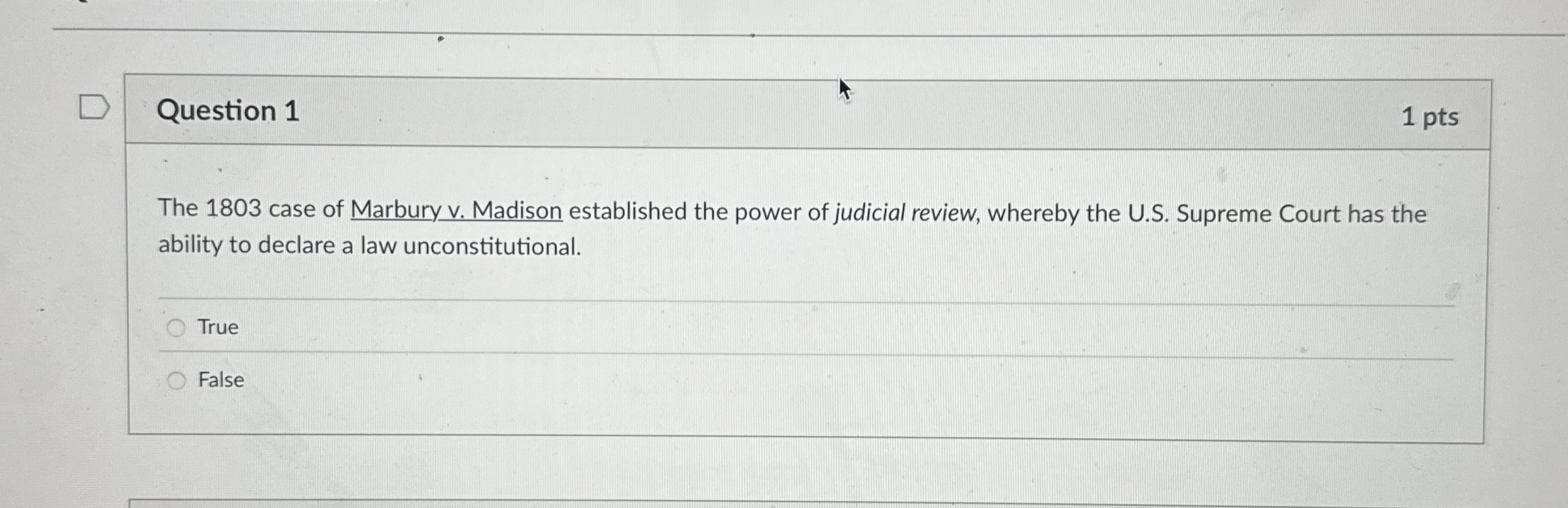 Solved Question 11 ﻿ptsThe 1803 ﻿case of Marbury v. ﻿Madison | Chegg.com